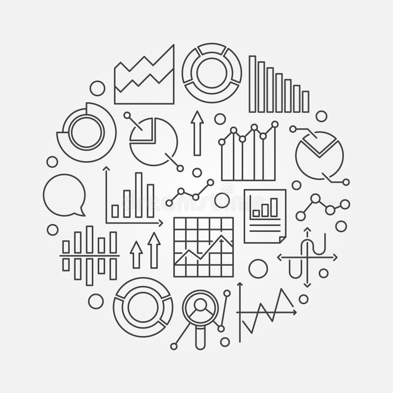 Graph and Chart Outline Icons - Vector Statistics Symbols Stock Vector ...
