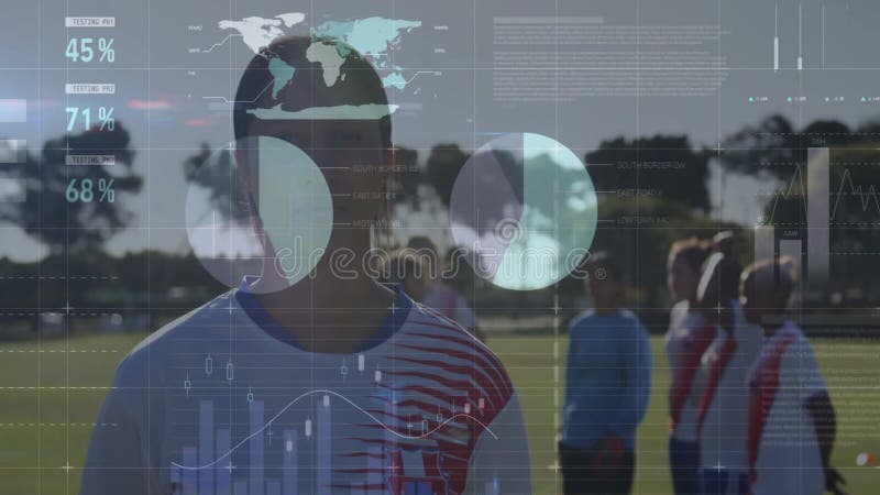 Data Analytics and Performance Metrics Animation Over Soccer Players on ...