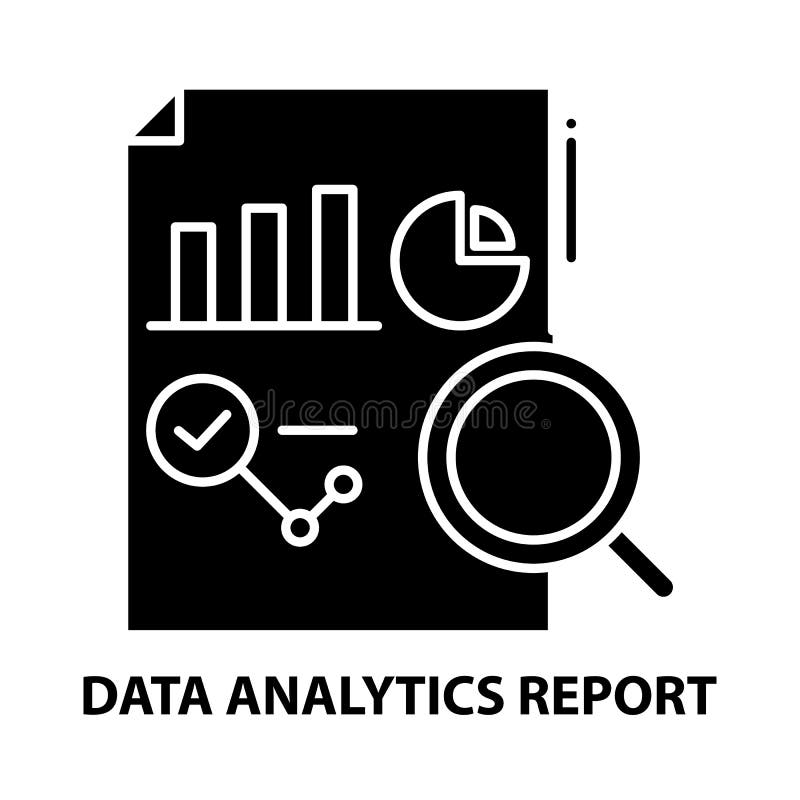 Data Analytics Report Icon, Black Vector Sign with Editable Strokes ...