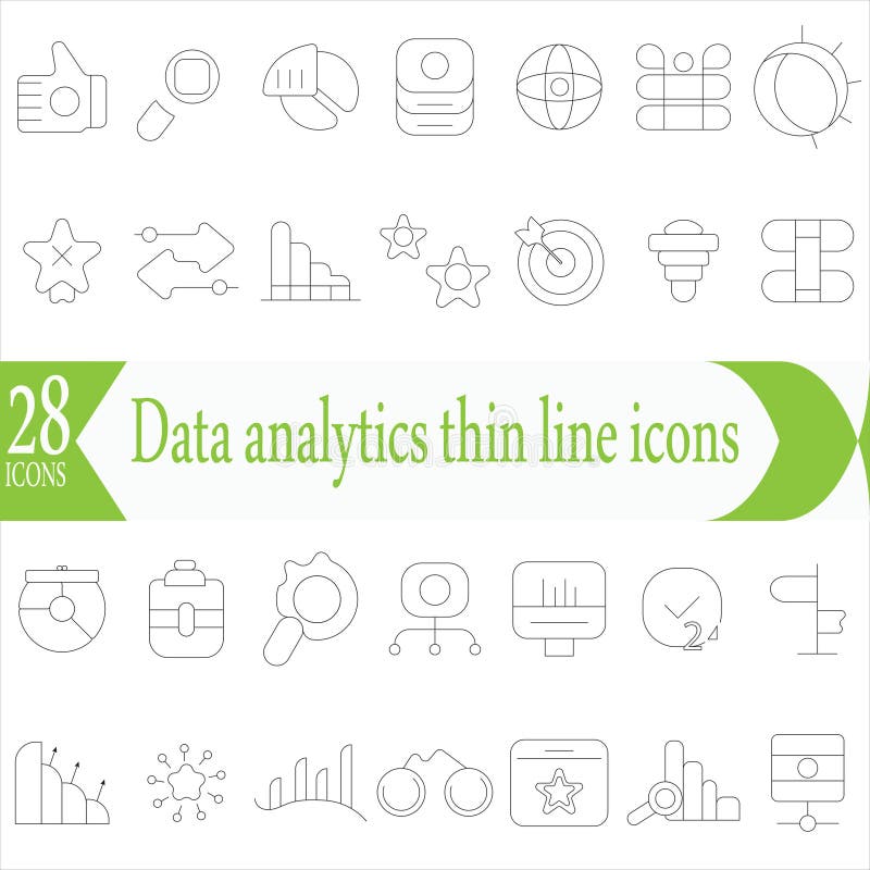 Data Analytics Thin Line Icons Set Data Analysis Analytics Optimization Mining Processing