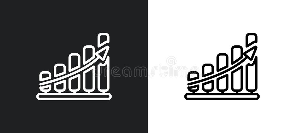 Data Analytics Upgoing Bars Chart Outline Icon in White and Black ...