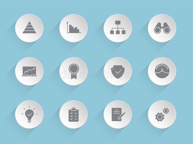 Data Analytics Vector Icons on Round Puffy Paper Circles Stock ...