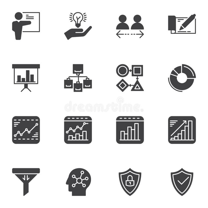 Data Analytics Vector Icons Set Stock Vector - Illustration of ...