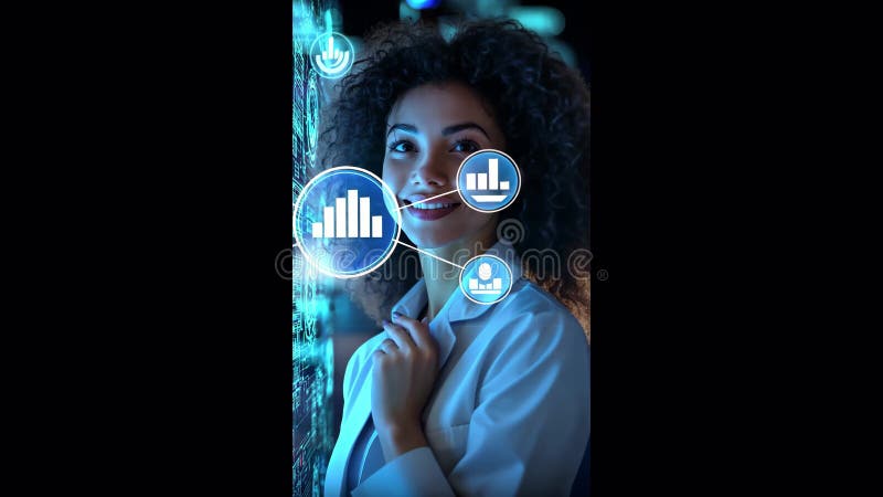 Data Analytics Visualization: Woman Analyzing Business Intelligence and ...