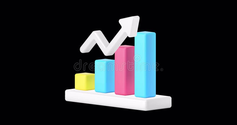 Data Analyzing Bar Graph Dynamic Up Arrow Business Statistic Increase ...