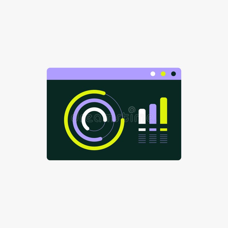 Data Analyzing Dashboard with Bar Chart and Circular Graph, Flat Vector ...
