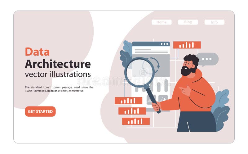 Data Architecture Inspection Concept. Flat Vector Illustration Stock ...