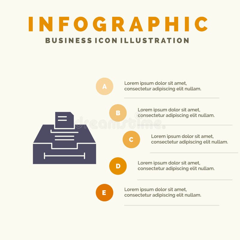 Data, Archive, Business, Information Solid Icon Infographics 5 Steps ...