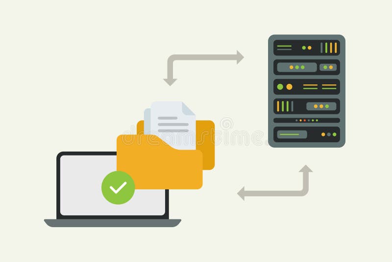 Data Backup, Cloud Computing and Server Management Flat Illustration ...