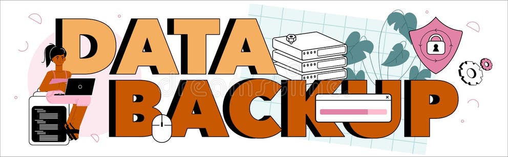 Data Backup Typographic Header. System Administrator Working Stock ...