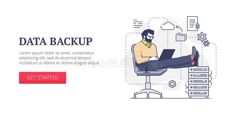 Data backup web banner stock illustration. Illustration of hosting ...