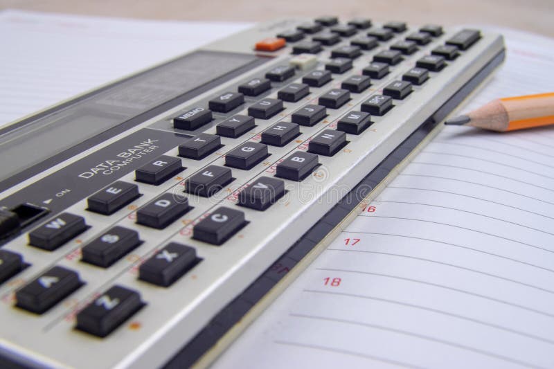 Data Bank Computer Vintage Device Qwerty Keyboard and a Pencil Stock ...