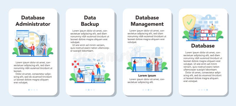 Data Base Administrator Mobile Application Banner Set. Admin or Manager ...