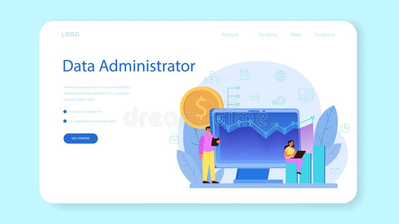 Data Base Administrator Web Banner or Landing Page. Female Stock Vector ...