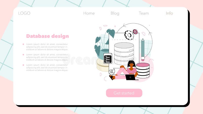 Data Base Administrator Web Banner or Landing Page. Manager Working ...