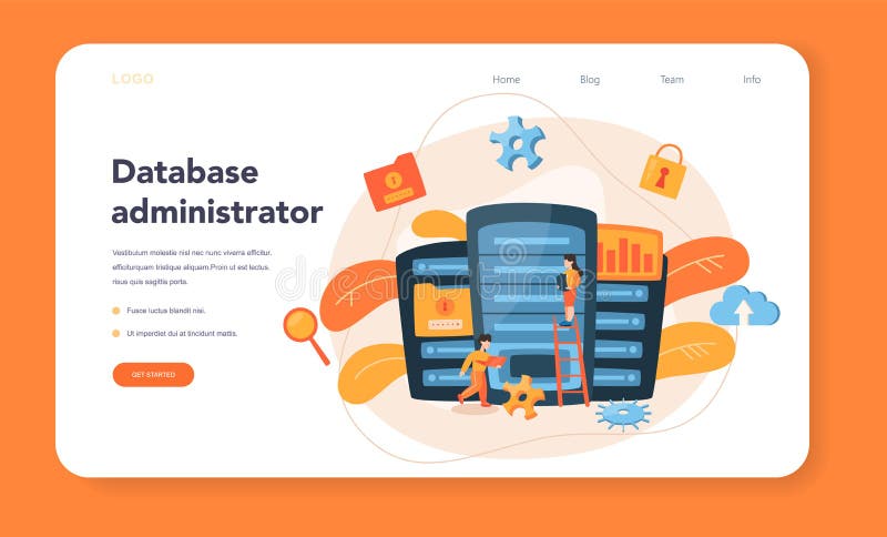 Data Base Administrator Web Banner or Landing Page. it Stock Vector ...