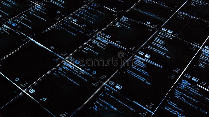 Data Base with Data Processing Processes in Computer. Animation Stock ...