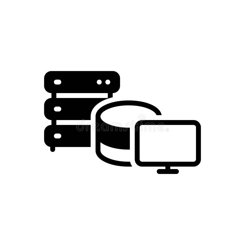 Black Solid Icon for Data Base, Webhosting and Storage Stock ...