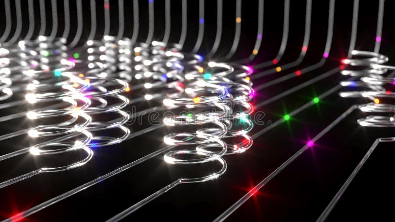 Data Base Servers Led Neon Lights in Glass Curve Tube 3d Stock ...