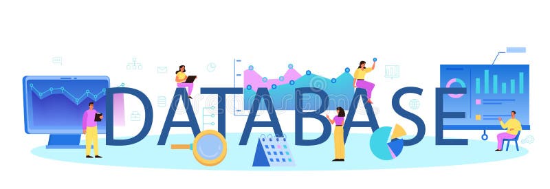 Data Base Typographic Header. Female and Male Character Working Stock ...