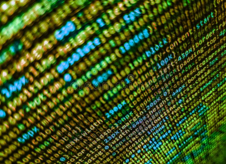 Data Bits Computer Bits, Shadow and Dark Vignette Effect. Template of Website, Selective Focus ...