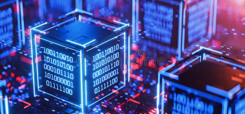 Big Data on Abstract Digital Background. Futuristic Data Warehouse. Big Data Concept ...