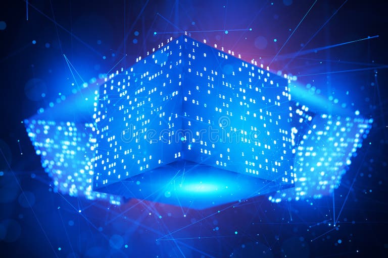 Data Block Cube With Binary Code Computer Code Abstract Technical Background Big Data