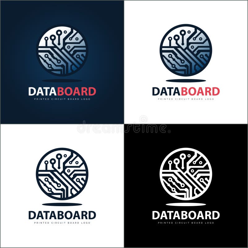 Data Board Integrated Circuit Microchip CPU Ai Smart Chip Logo Set ...