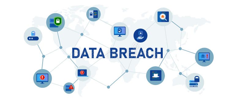 Data Breach Interconnected Icon Symbol Concept of Internet Data ...