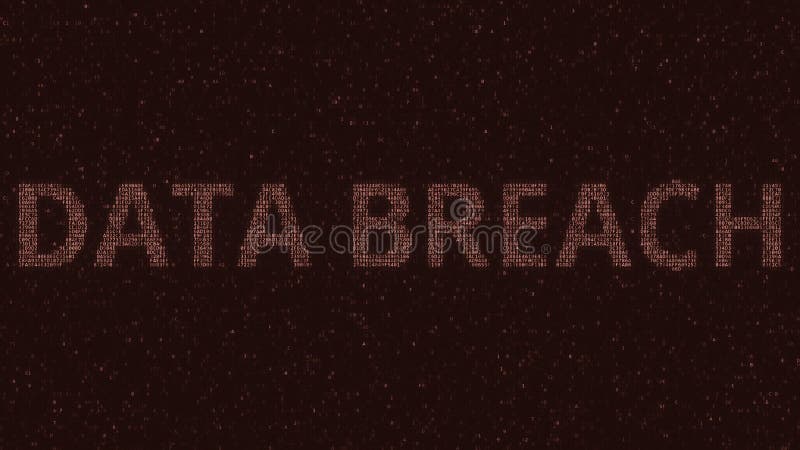 DATA BREACH Text Made with Many Symbols on Computer Screen, 3d ...