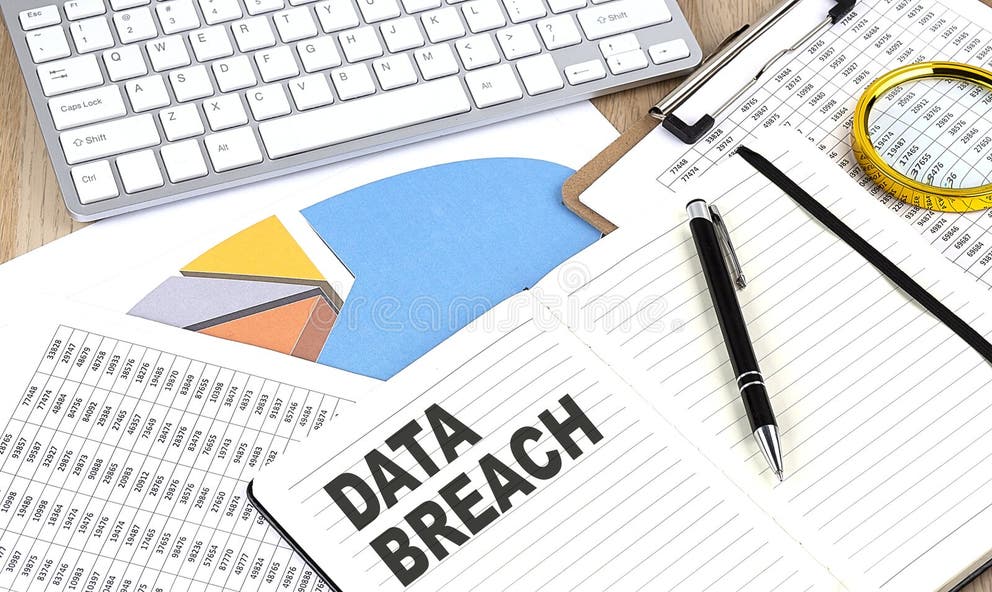 DATA BREACH Text on Notebook with Chart and Keyboard Stock Photo ...