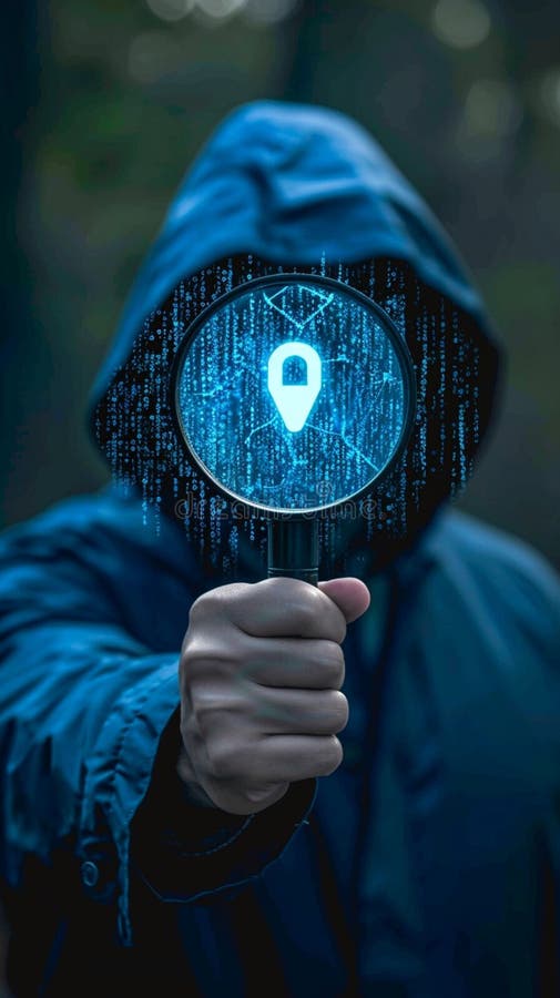 Data Breach Threat Hacker with Magnifying Glass Signifies Potential ...