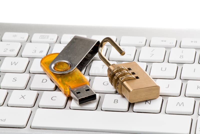 Data Cable, Combination Lock and Computer Keyboard Stock Image - Image ...