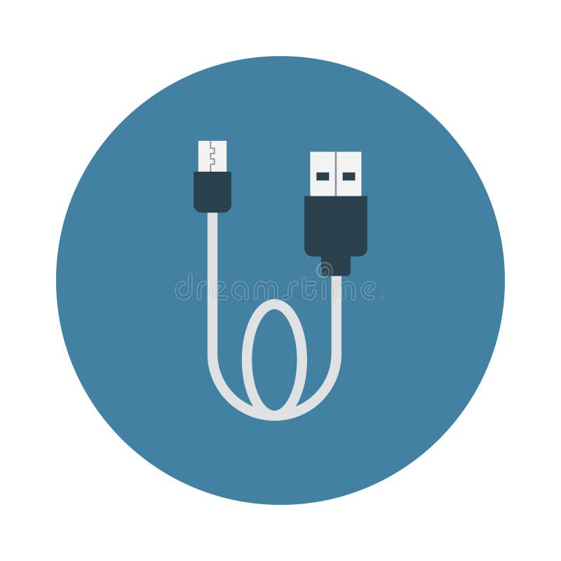 Data Cable Flat Vector Icon Stock Illustration - Illustration of port ...