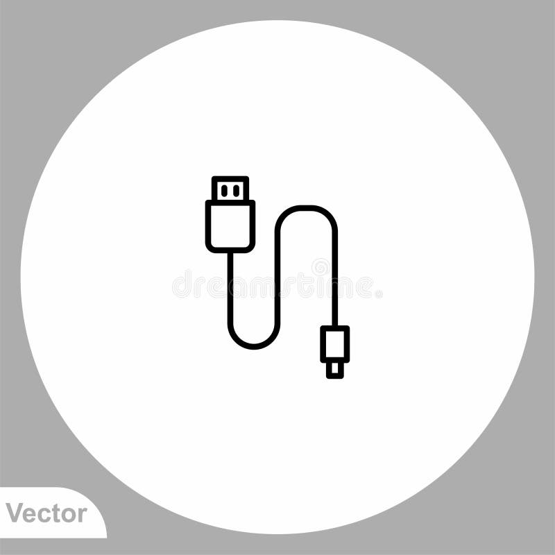 Data Cable Vector Icon Sign Symbol Stock Vector - Illustration of ...