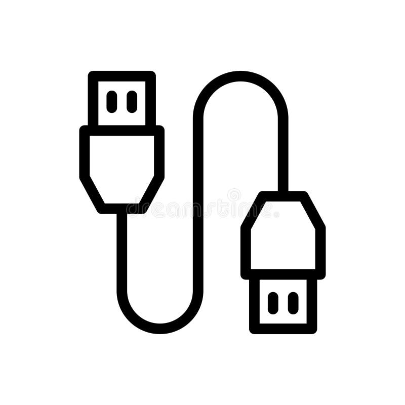 Data Cable Vector Thin Line Icon Stock Vector - Illustration of icon ...