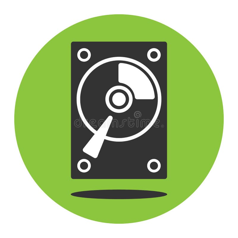 HDD Hard Disk Icon on the Green Background Stock Vector - Illustration ...