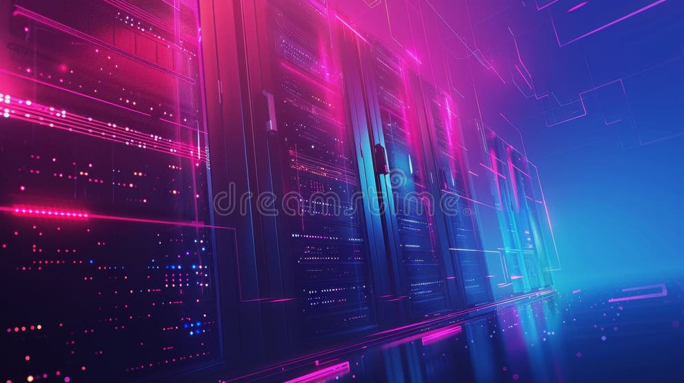 Data Center. Abstract Digital Warehouse. Cloud Computing Server Room ...