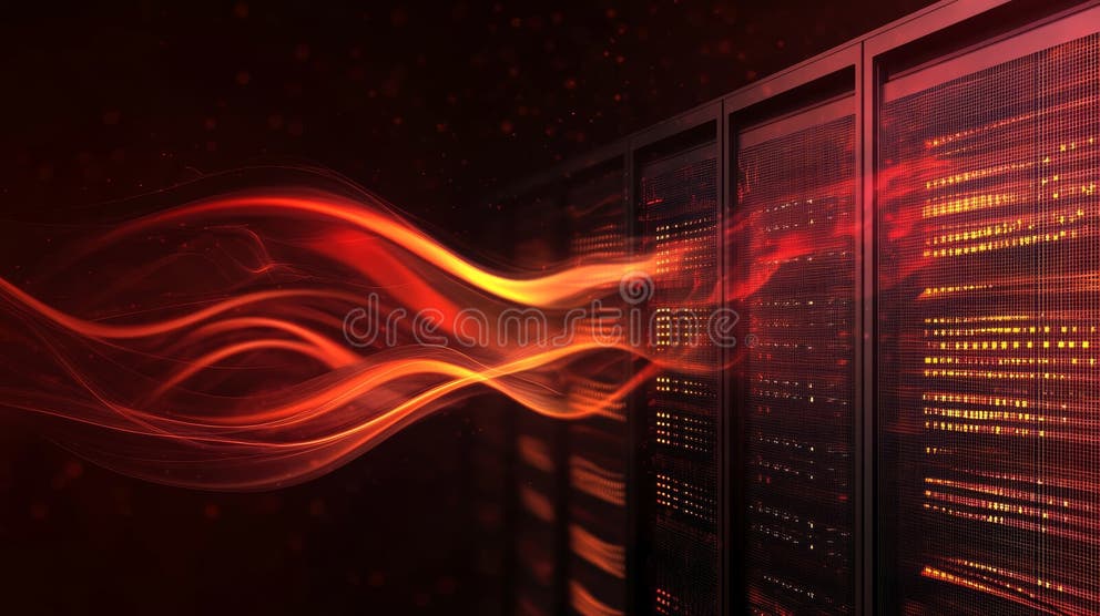 Data Center with Abstract Light Flow and Storage Servers Stock ...