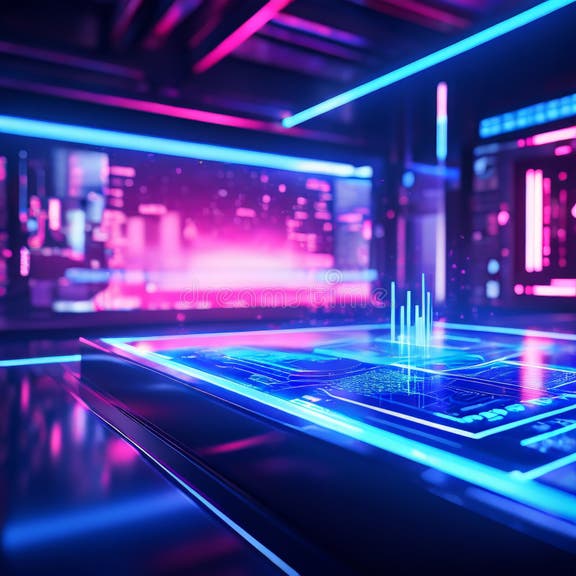 Data Center with Abstract Technology Background, 3d Rendering. Computer ...