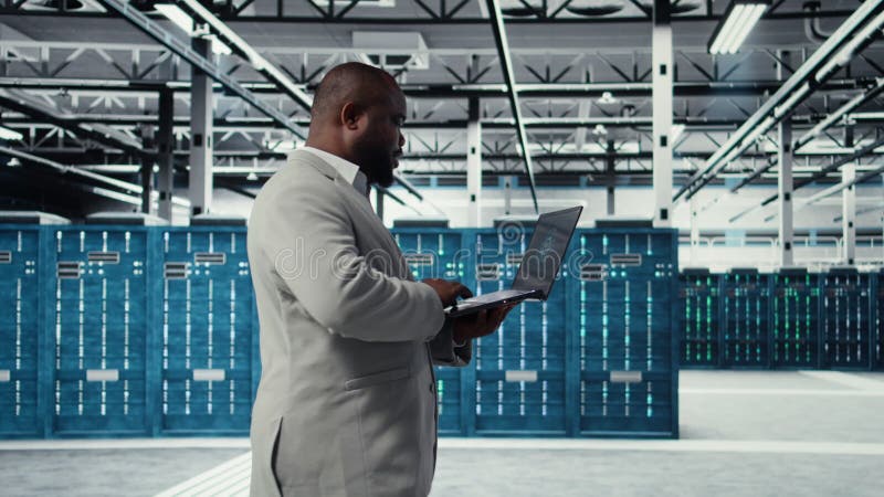 Data Center Admin Doing it Maintenance Tasks Using AI Technology Stock Video - Video of storage ...