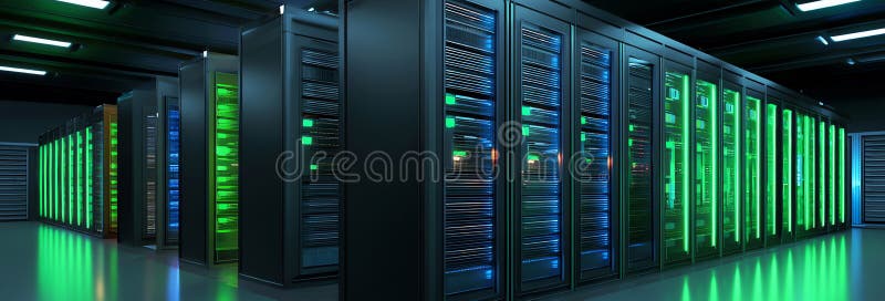 Data center, AI generated stock illustration. Illustration of ...
