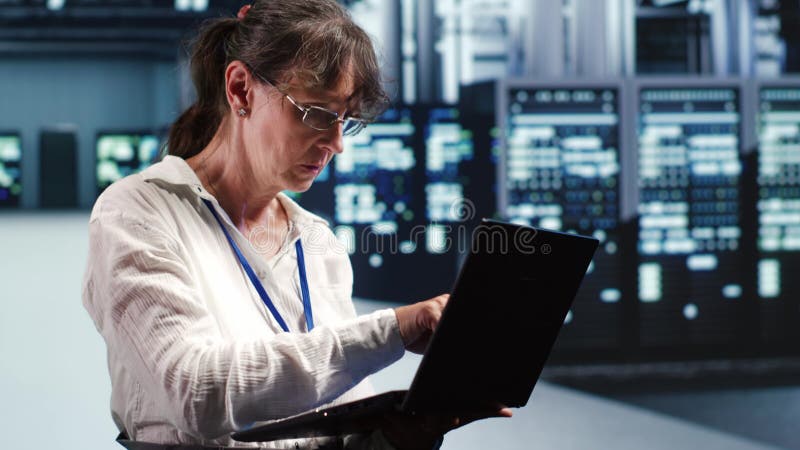 Server Farm with AI Supercomputers Stock Footage - Video of computing ...