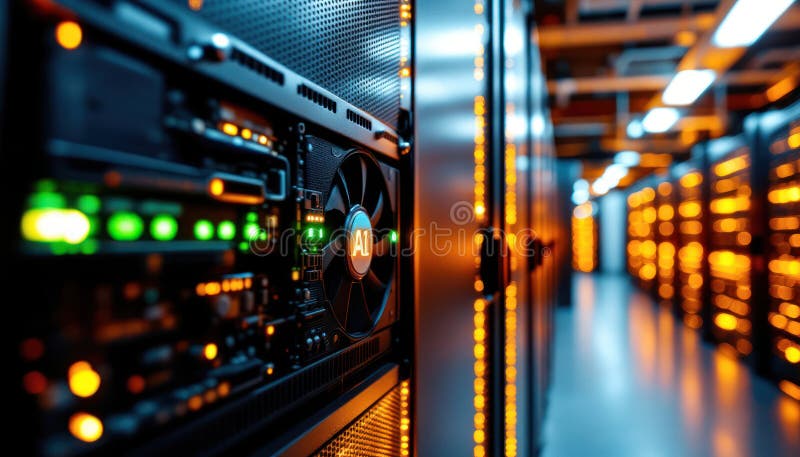 Data Center with AI-Powered Servers Stock Illustration - Illustration ...