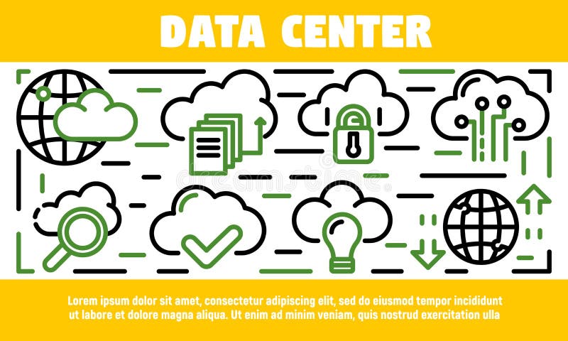 Data Center Banner, Outline Style Stock Vector - Illustration of ...