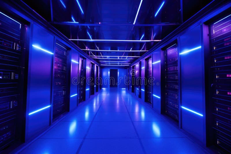 A Data Center with Blinking Led Lights Stock Image - Image of room ...