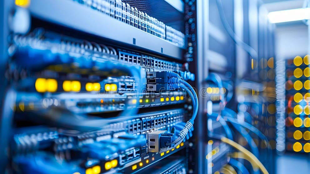 Data Center with Cable Network Stock Illustration - Illustration of ...