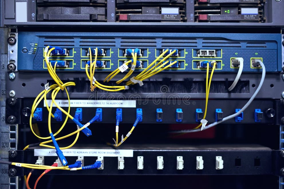 Data Center, Cables and Hardware in Control Room for Information ...