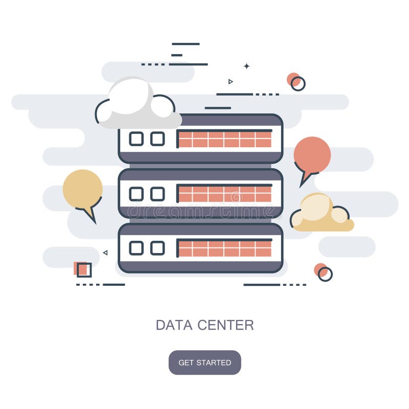 Data Center Cloud Computer Connection Hosting Server Database Flat Vector Stock Vector