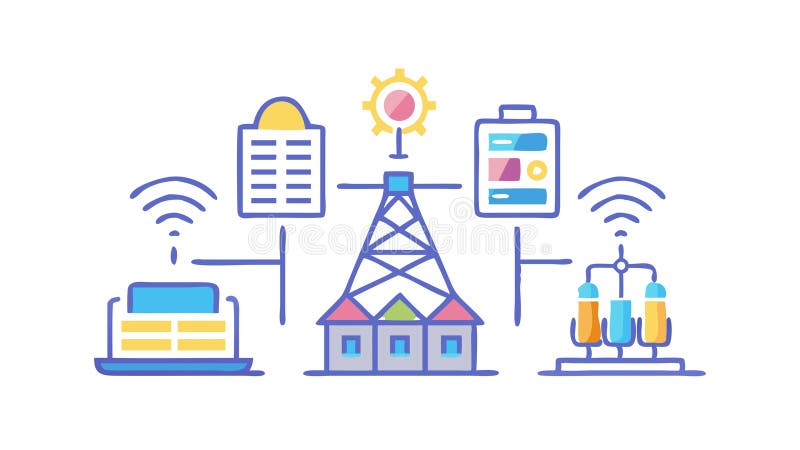 Data Center with Communication Tower for Network, Vector Design Generative AI Stock Vector ...